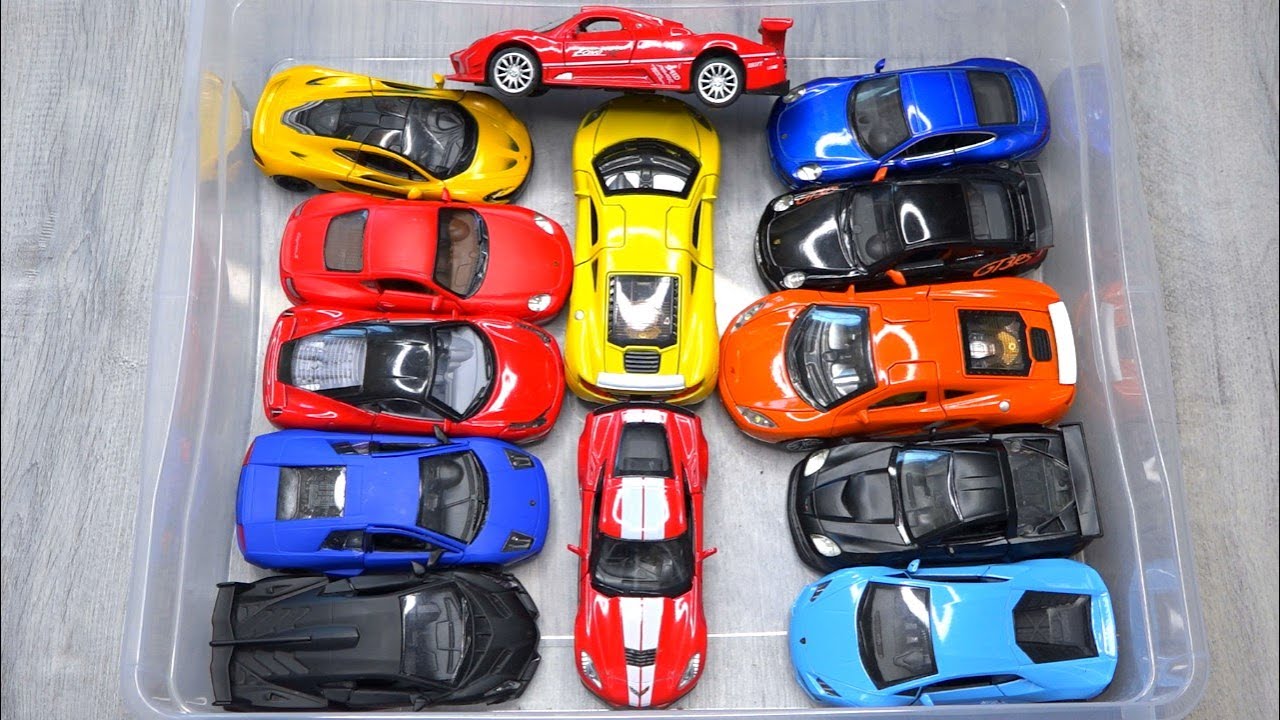 Box full of various sport cars - YouTube