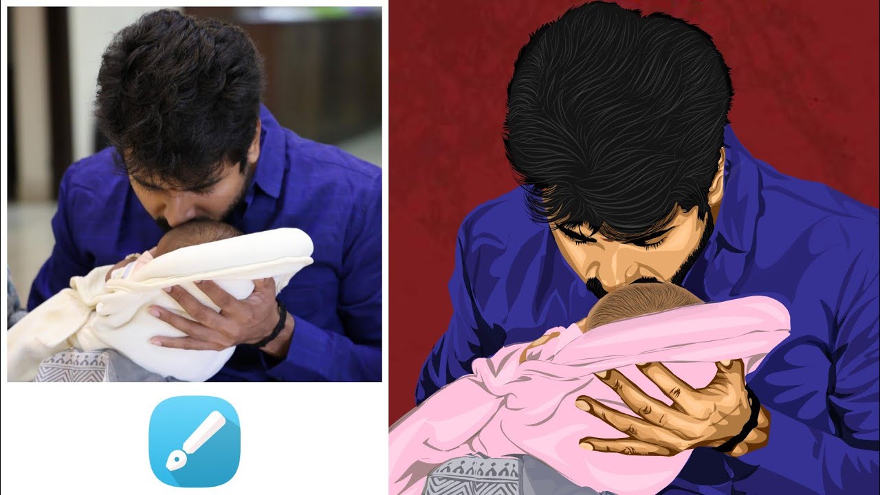 Sivakarthikeyan With Son Gugan Doss | Vector Portrait Art Illustration ...