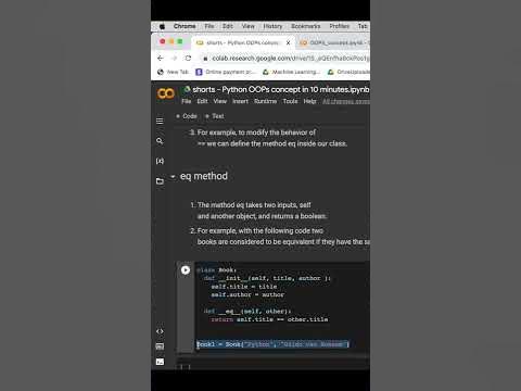 Operator overloading in Python using eq method | Codersarts - YouTube