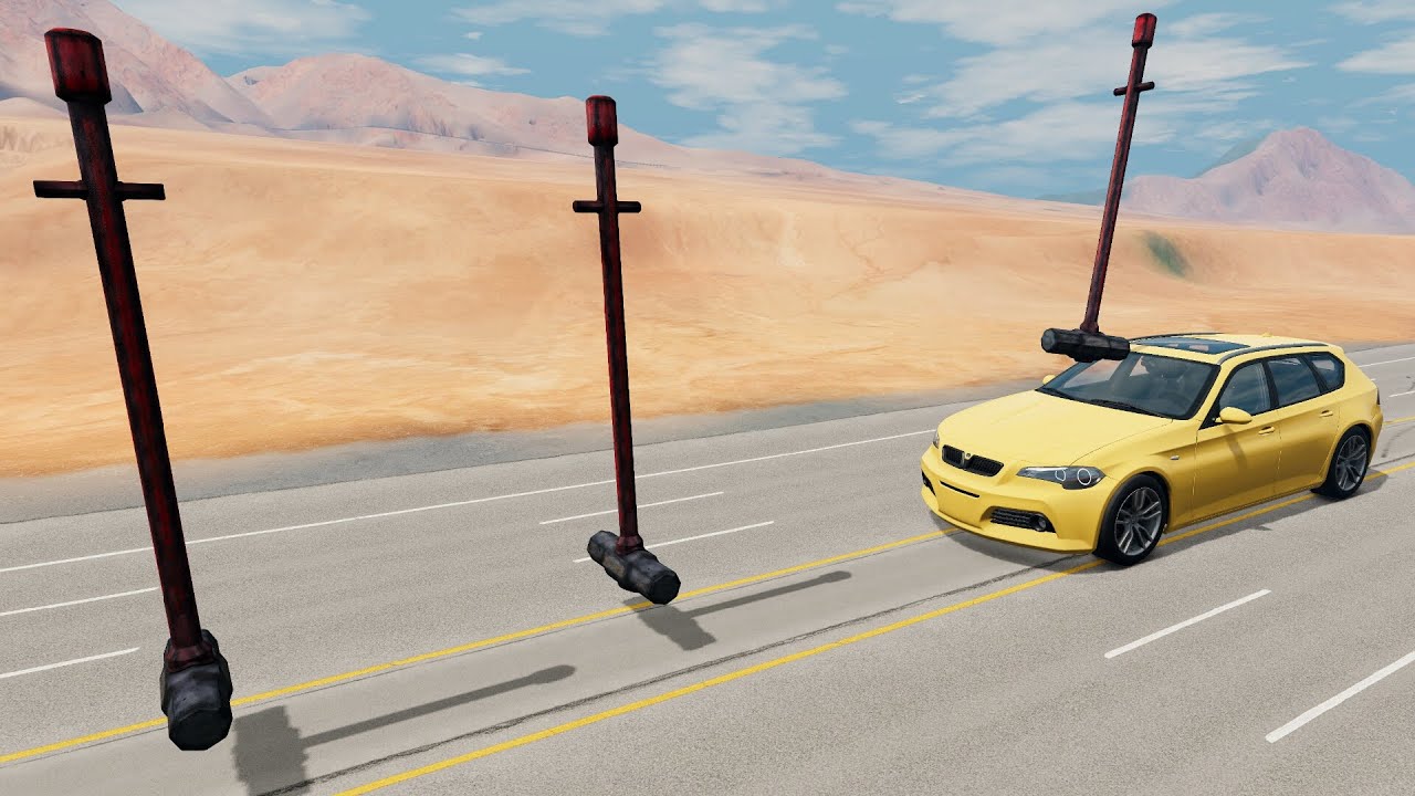 car vs hammer in challange beamng drive - YouTube
