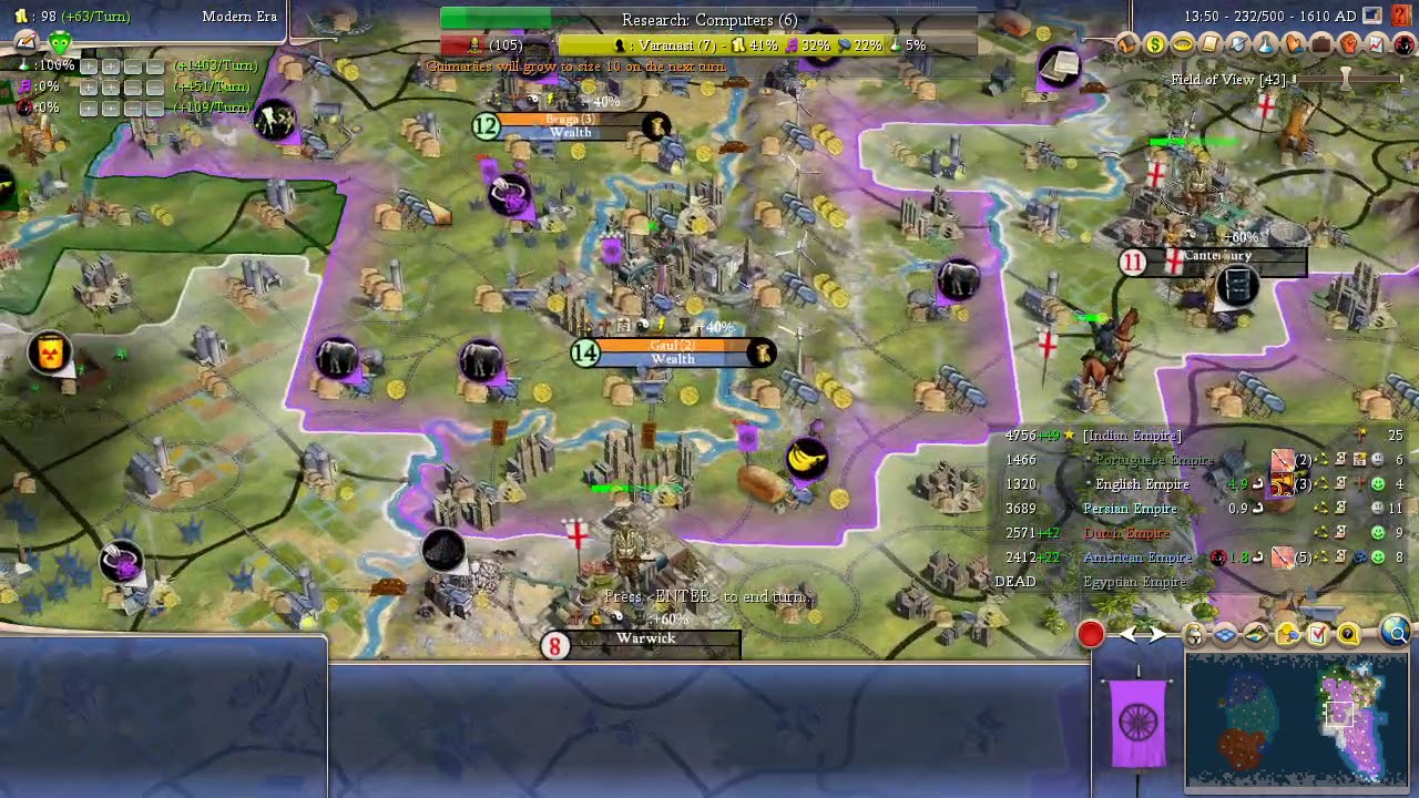 Lets Play Civ 4 Deity 59 (Gandhi) Part 8 - YouTube