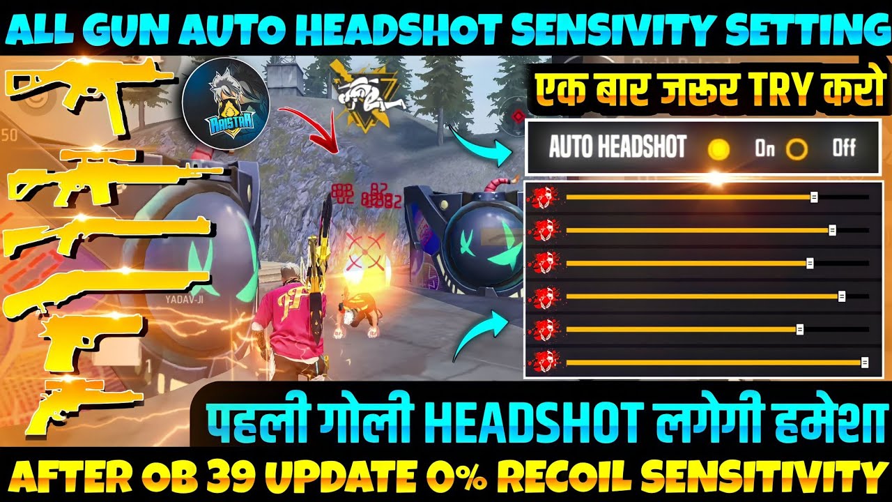 FREE FIRE ALL GUN AUTO HEADSHOT SENSIVITY SETTING AFTER OB39 UPDATE | 0 ...