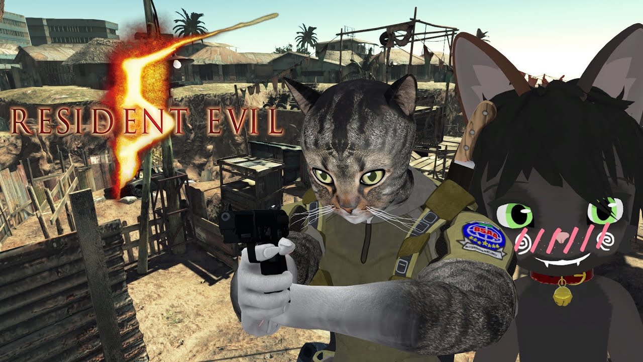Two cats investigating an Evil Residence (x5) [Resident Evil 5] - YouTube