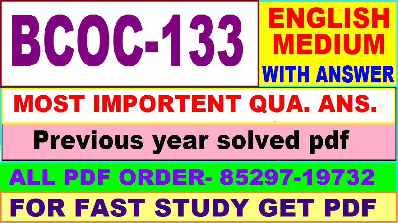 bcoc 133 important questions / bcoc 133 previous year question paper ...
