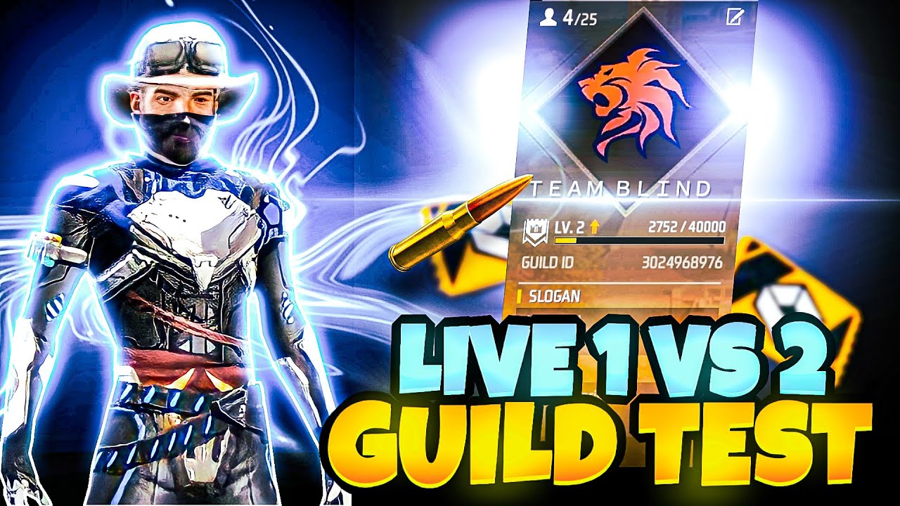 HARDEST GUILD TEST 1V2🔥GUILD TEST ON 100% #2BGAMER #FREEFIRELIVE # ...