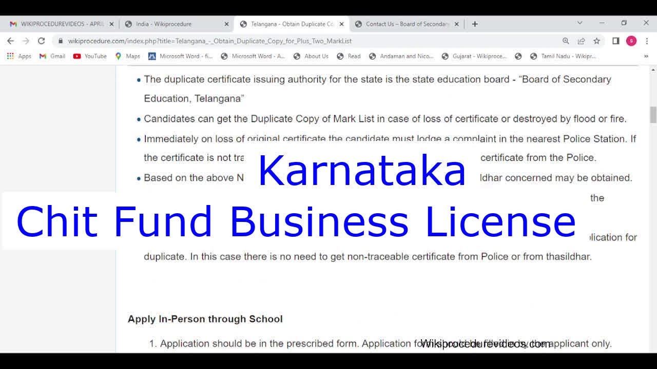 Karnataka - Online Get Chit Fund Business License or Permit (Online ...