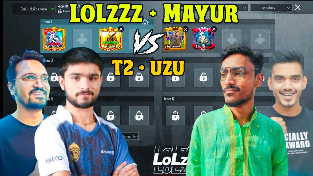 Funny 2v2 Fight Tdm LoLzZz Gaming +Mayur Gaming vs T2 Gaming vs Uzu ...