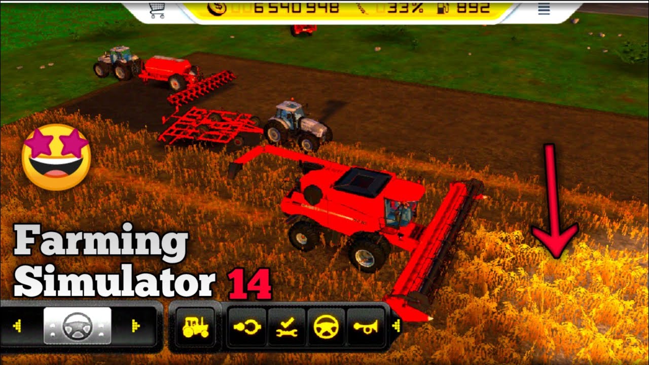 combine harvester games ll Farming simulator 14 ll tractor गेहूं की फसल ...