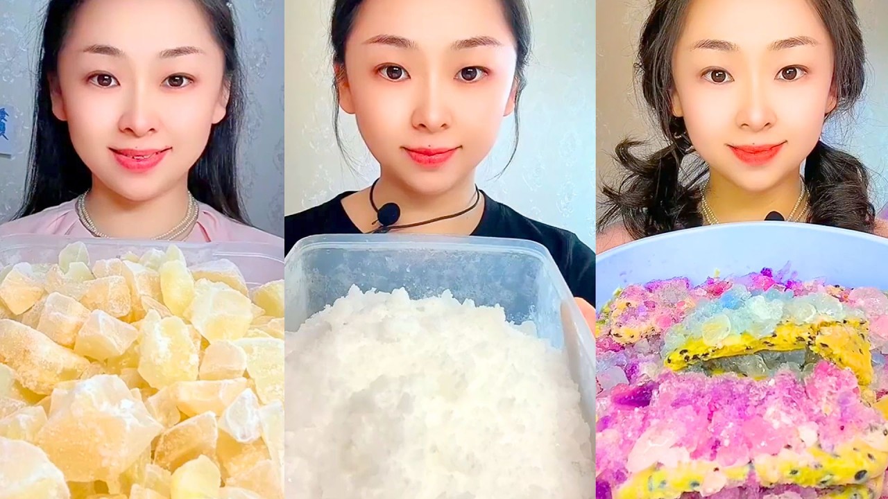 Beige Jelly Cubes White Ice Bowl and Colorful Ice Dessert - YouTube