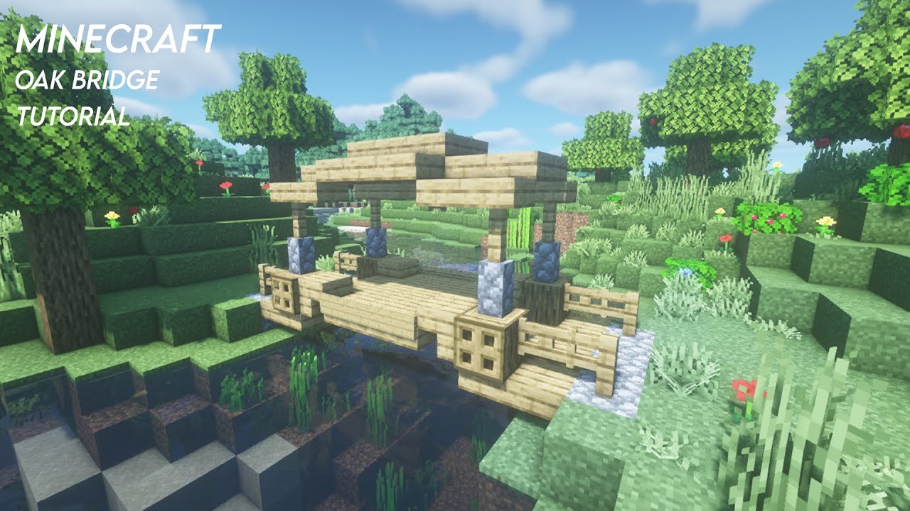 Minecraft - How to Build a Oak Bridge - Oak bridge Tutorial - YouTube