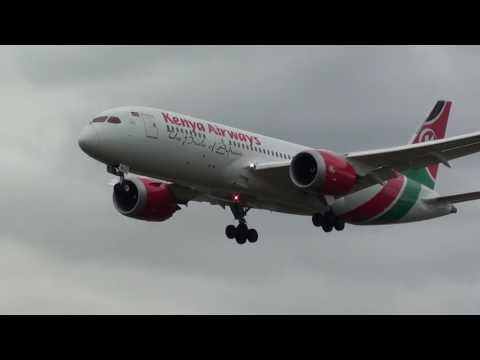 Kenya Airways Boeing 787-800 Dreamliner 5Y-KZD Landing London Heathrow 27L