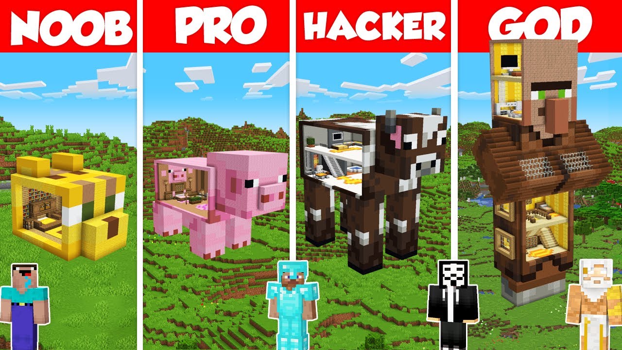 Mob Statue Base Build Battle Challenge - Noob vs Pro vs Hacker vs God ...