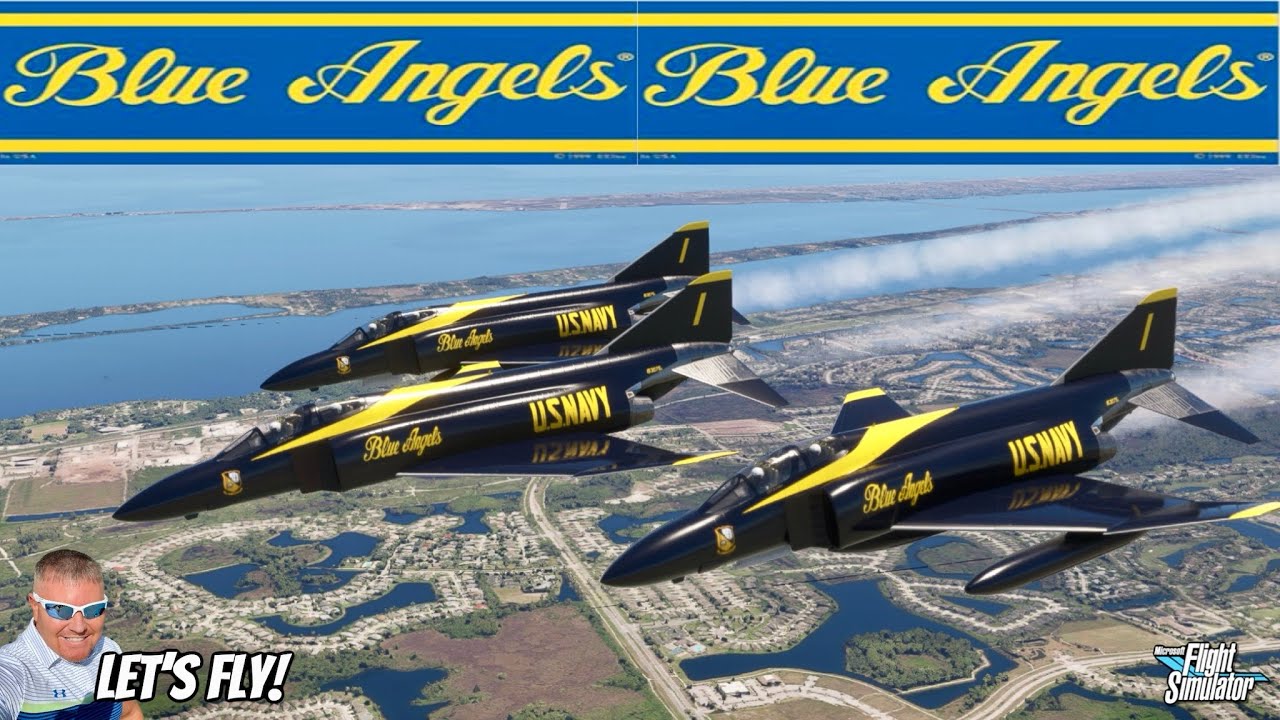F-4 Phantom Blue Angels Train At NASA Shuttle Runway Florida! Microsoft Flight Simulator ...