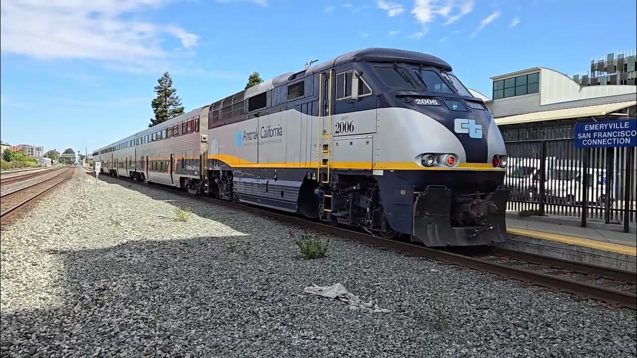Amtrak Capitol Corridor #728 at Emeryville Station with CDTX #6963 Cab Car and #2006 F59PHI # ...