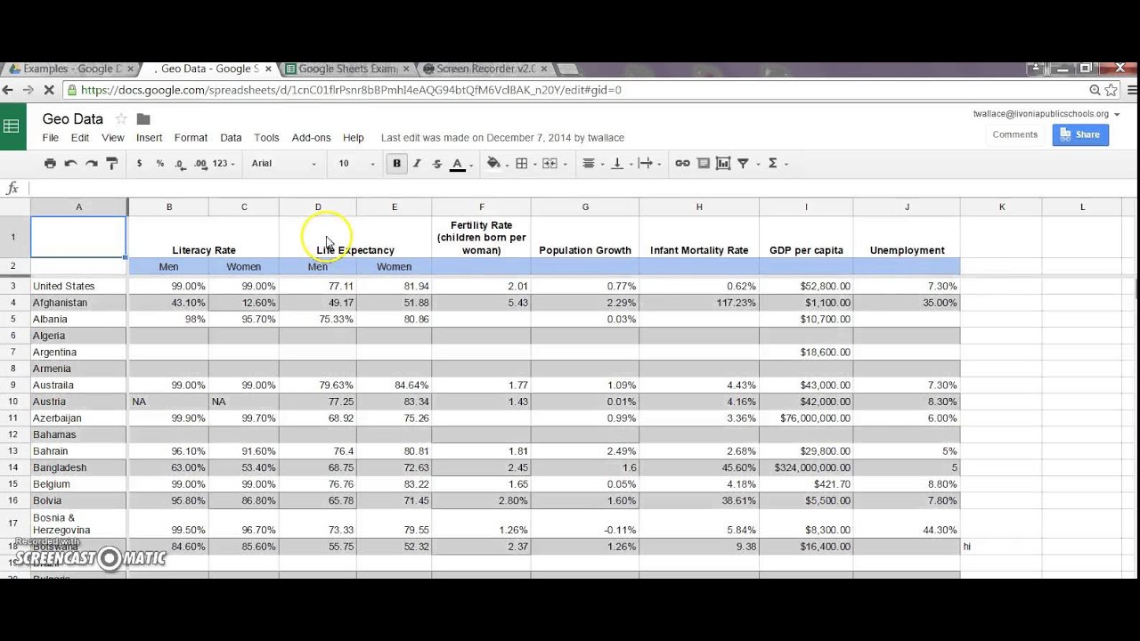 Google Sheets Demo - YouTube