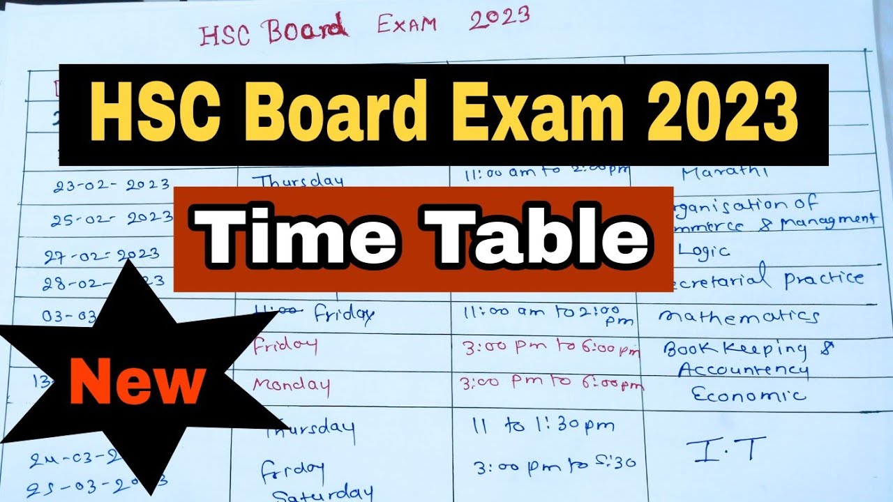 New Time Table HSC Board Exam 2023 Commerce - YouTube