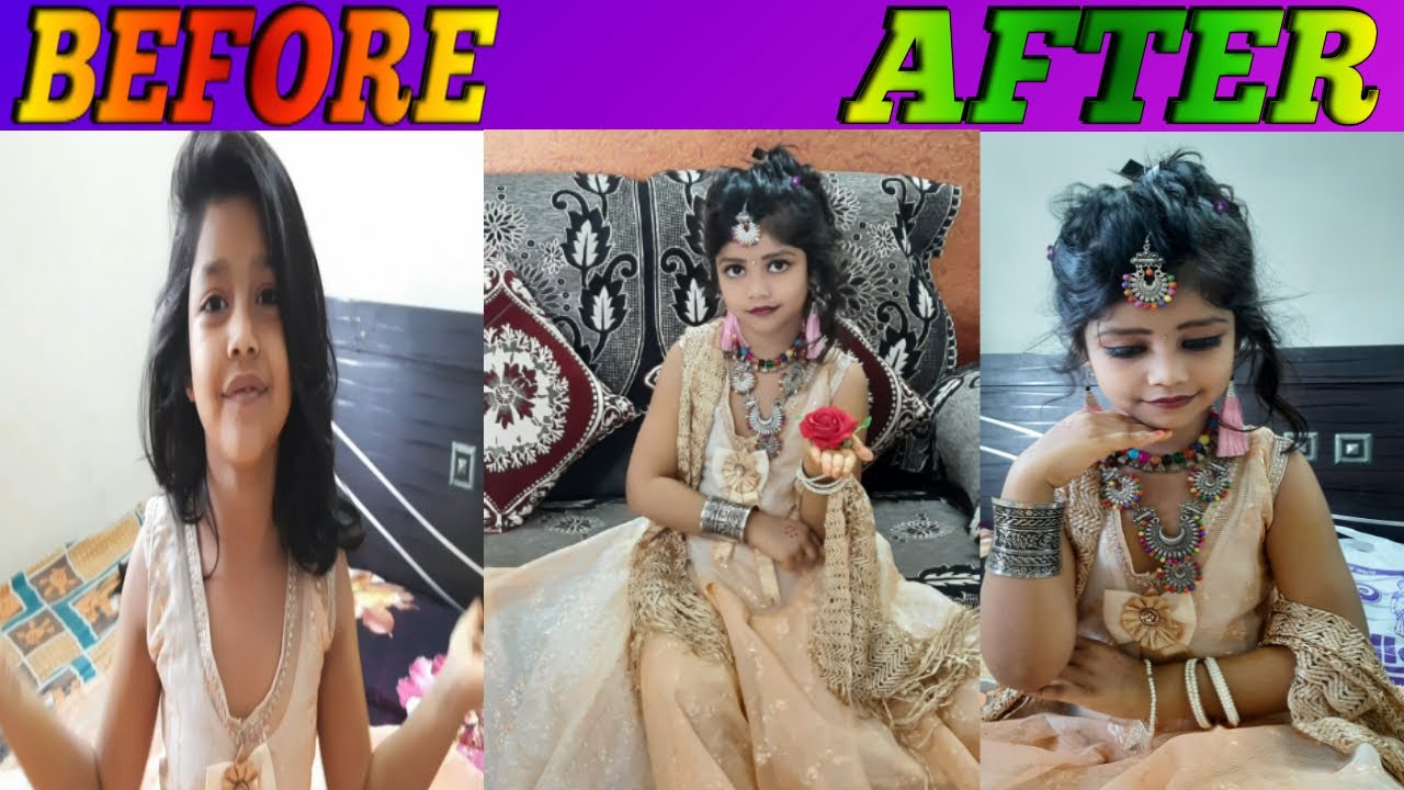 Best makeup | Baby Girl RAJA Makeover | Cute hairstyle Idea for little ...