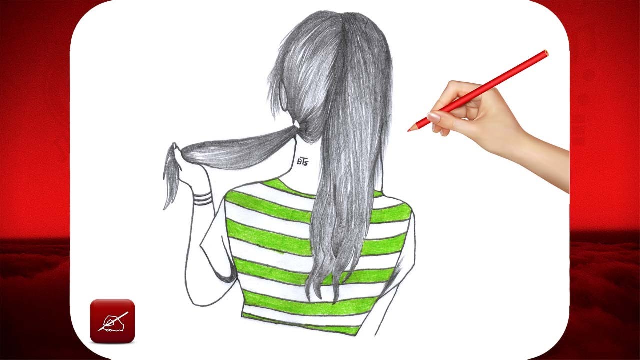 How to girl backside color drawing - Backside girl pencil sketch bts ...