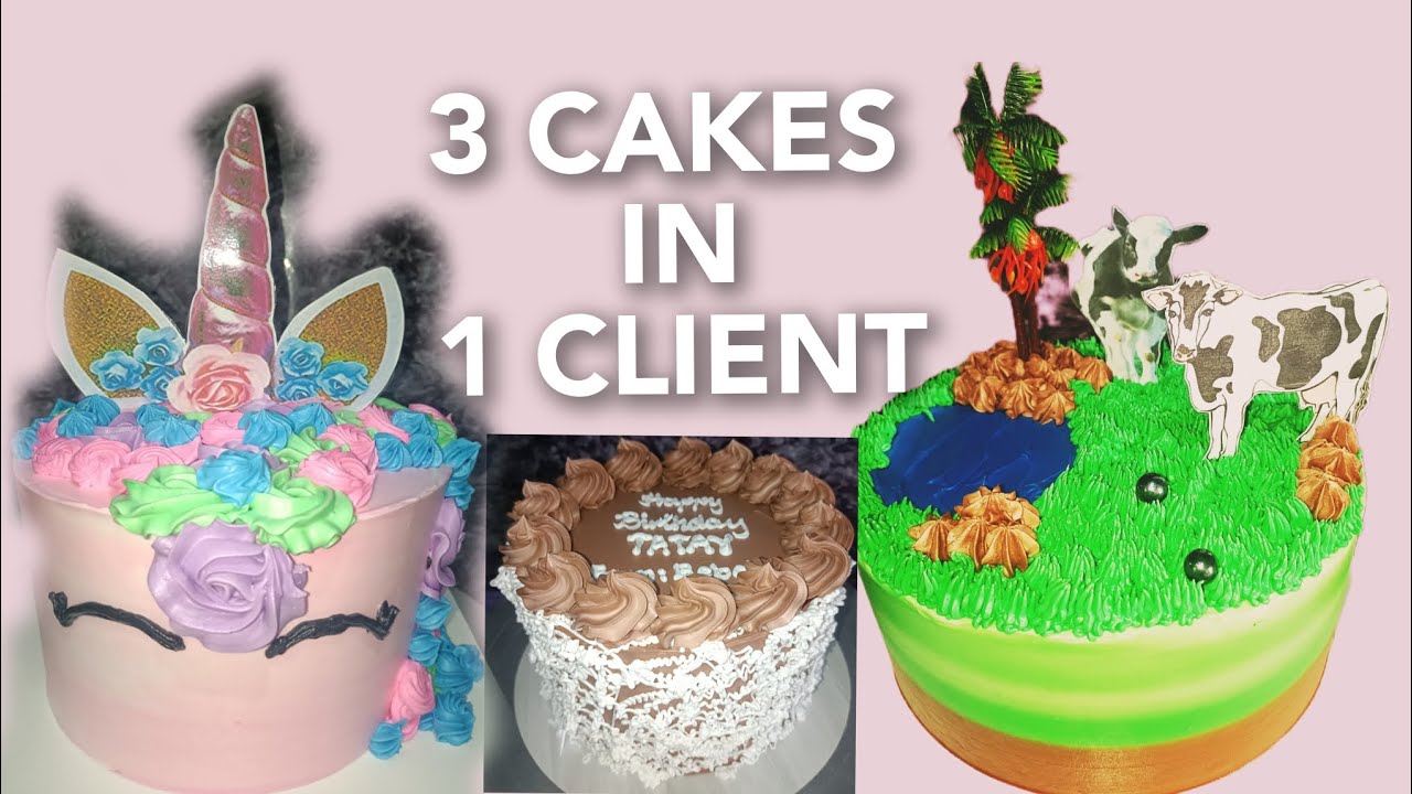 3 Cakes in 1 Client #simplecakedesign #cake #cakedecorating - YouTube