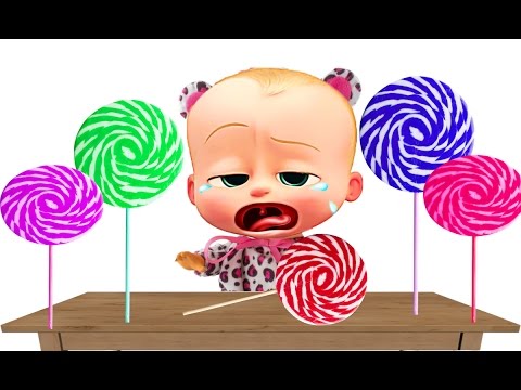 Boss Baby Crying and Learn Colors - Colorful Lollipops Baby Doll Finger ...