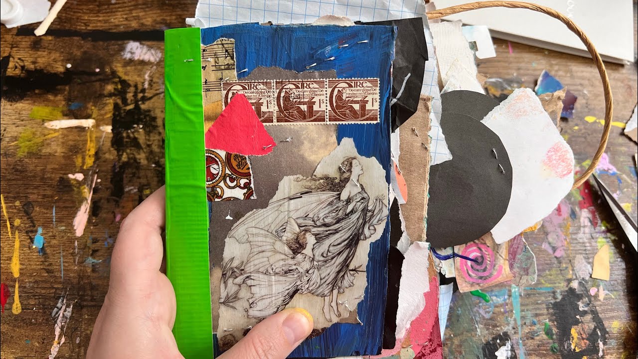 Art journal, trash journal flip through, artist journal, mixed media ...