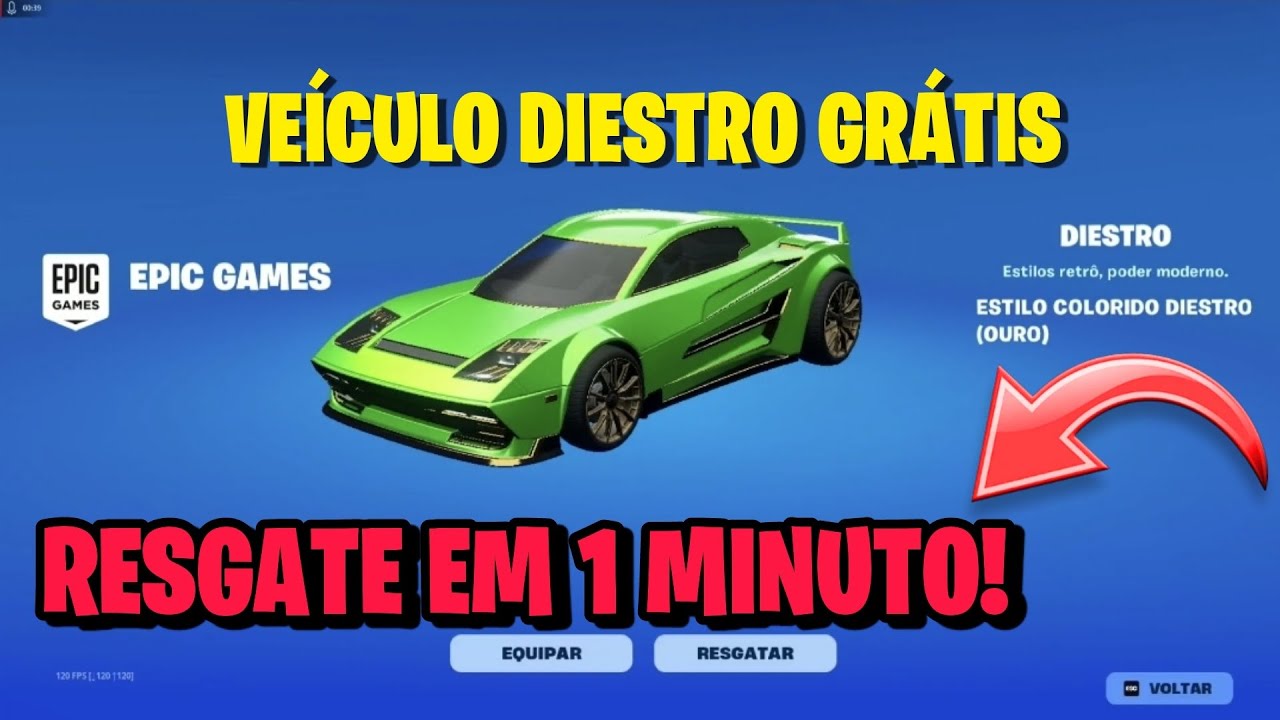 COMO RESGATAR O CARRO "Diestro" GRATUITAMENTE NO #FORTNITE EM 1 MINUTO ...