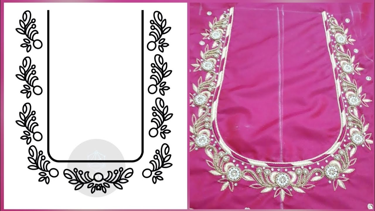 Aariwork tracing using canva app | Neck and hand design tracing #aariwork #canva # ...