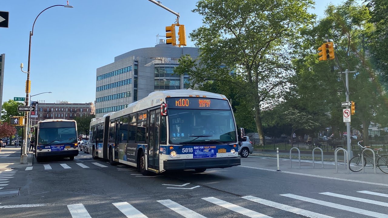 NYCTA Bus 2023 60fps: 2011 NovaBUS LFSA #5818 on the M100 - YouTube
