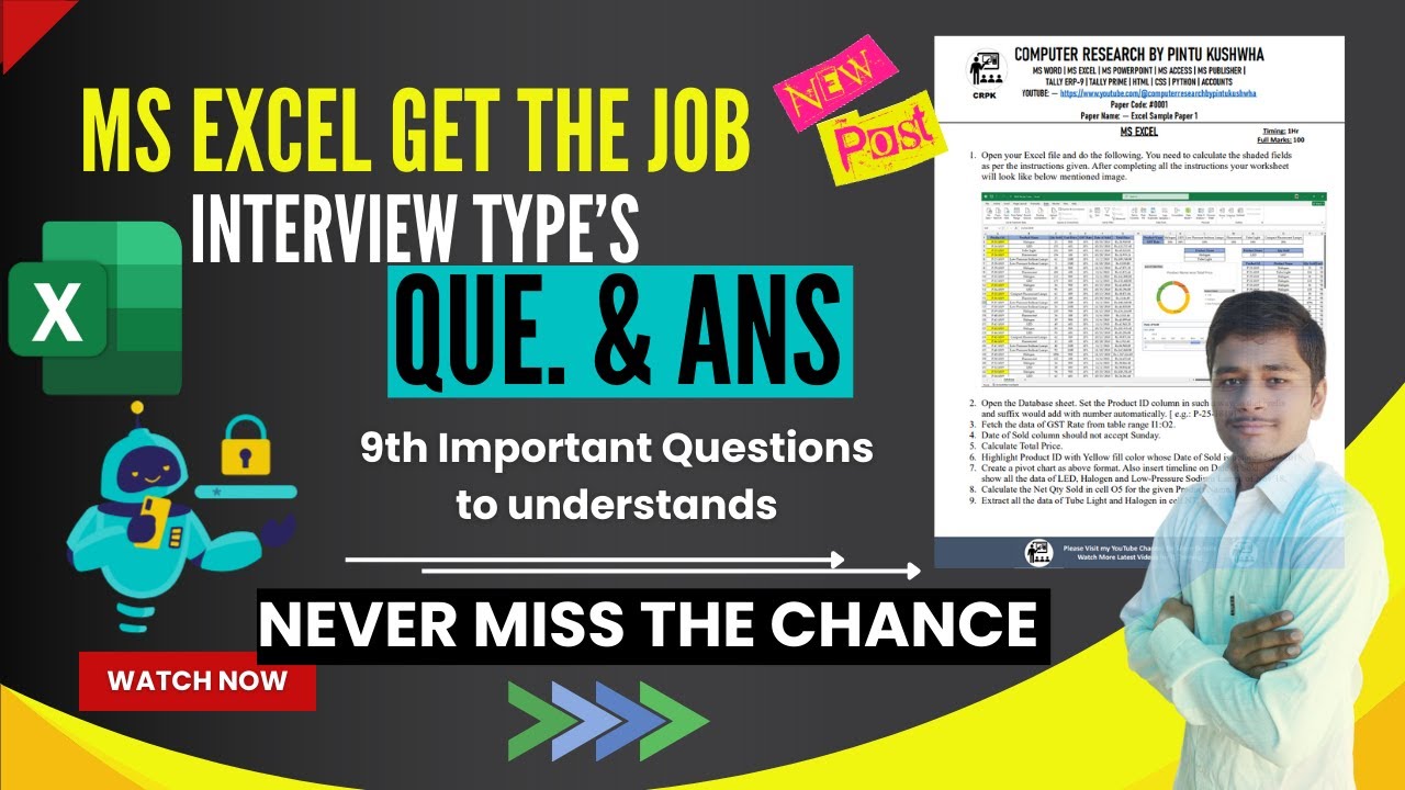 MS Excel Sample Paper 1 for Excel Exam and Interview Type Questions ...