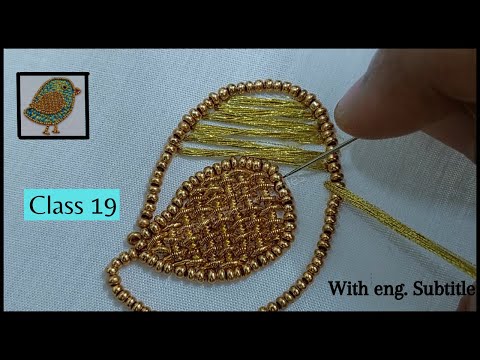 Aari/Maggam Zardosi & silk thread mat filling stitch using normal needle | tutorial in தமிழ்