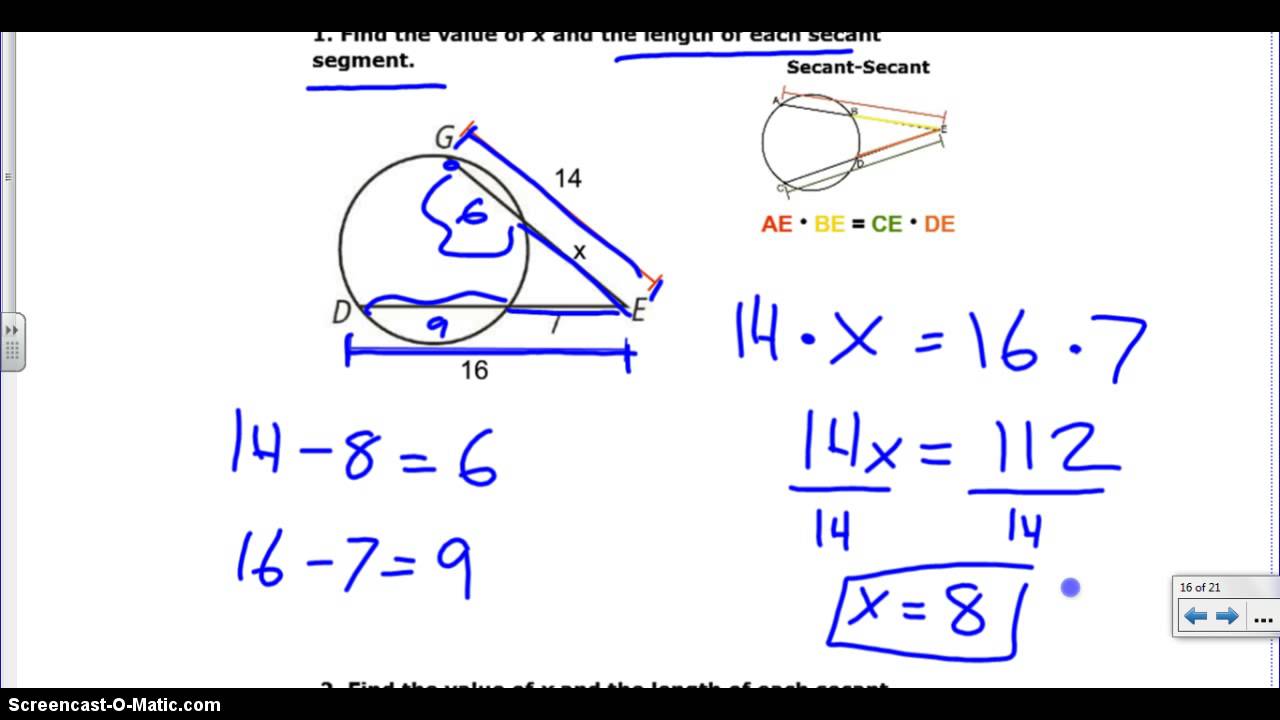 Lesson 5 Secant Secant Product Theorem Youtube