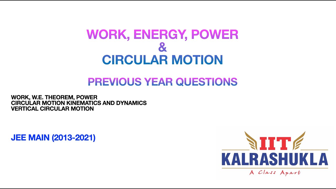 WORK, ENERGY & POWER | CIRCULAR MOTION | JEE MAIN ONLINE PREVIOUS YEAR ...