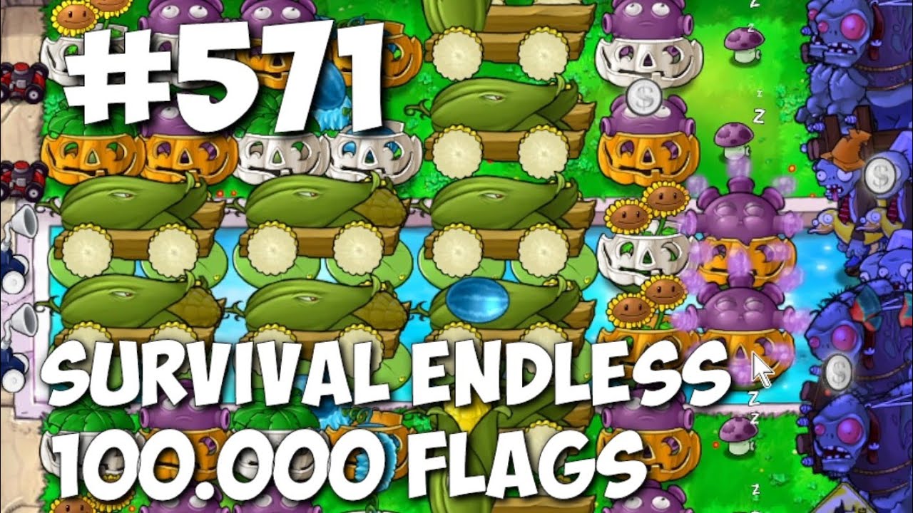 Plants vs Zombies Survival Endless 100000 Flags Part 571 | 11400 ...