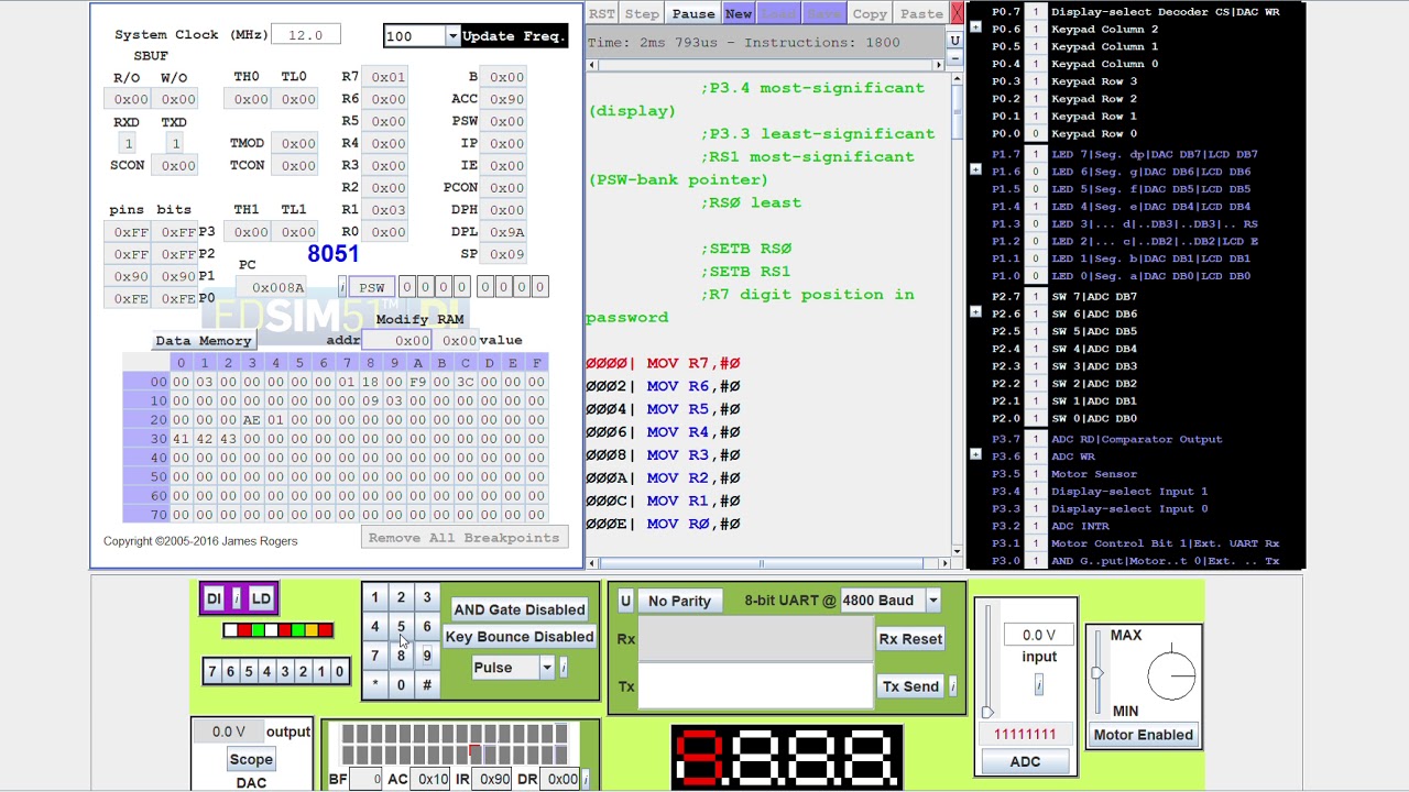 EdSim51DI Version 2 1 20 projekt1 zapisDoBankuIWyswietlaniepojedyncze ...