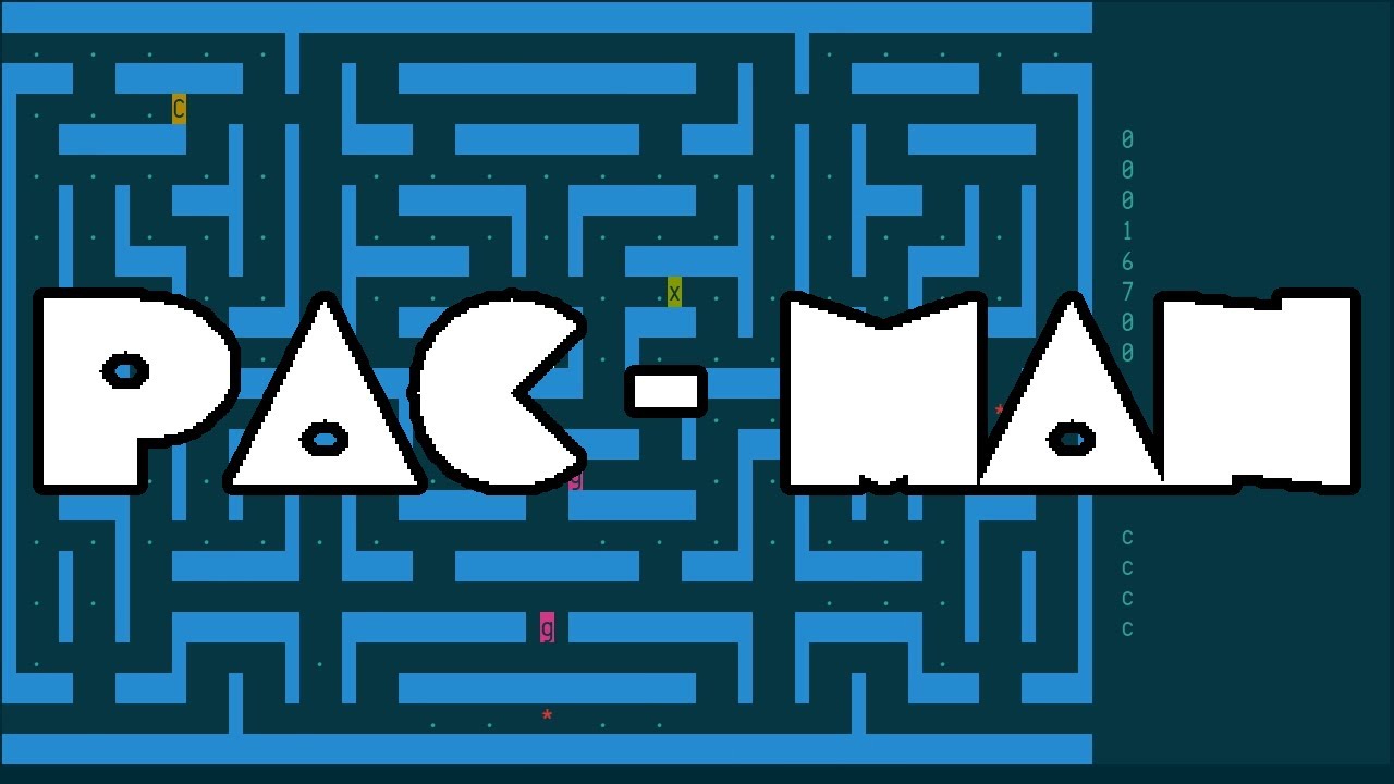 Pacman in text-mode - YouTube
