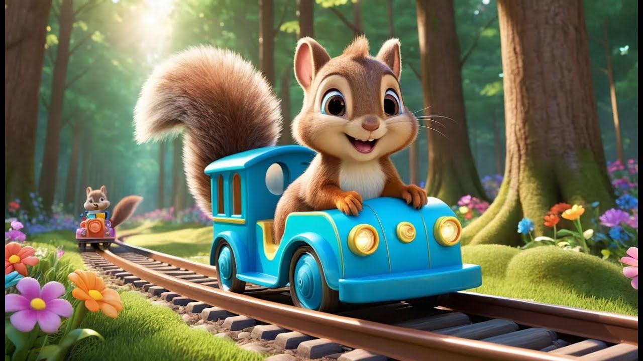 Baby Squirrel Rides a Toy Train 🚂🐿️ | Fun Animal Train Rhyme for Kids ...