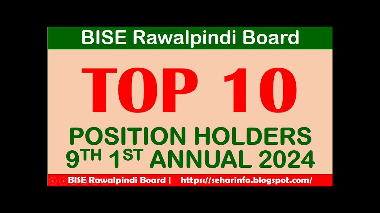 Top 10 position holders 2024 | 9th class Rawalpindi Board - YouTube