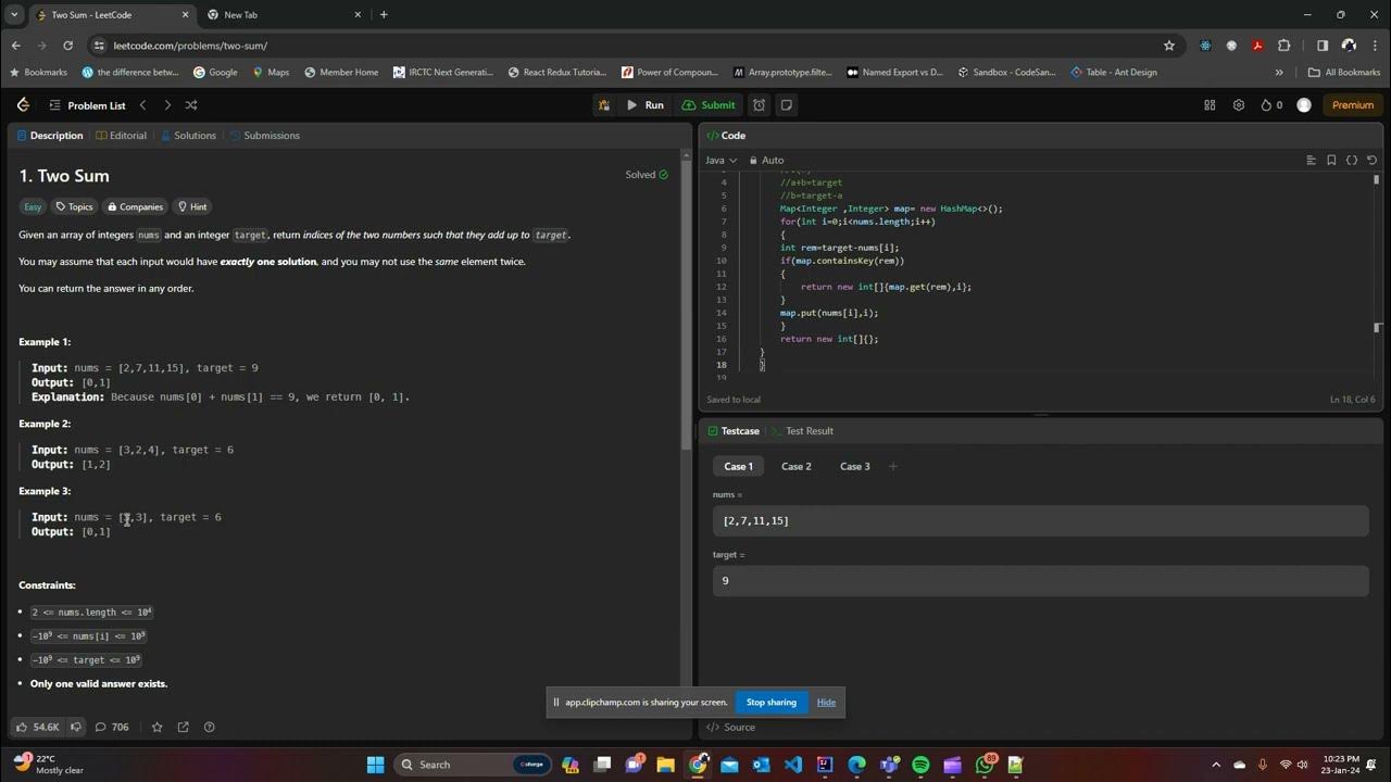Sum Of Two Integer Equal To Target Leetcode Efficient Solution Using Java Hashmap Youtube