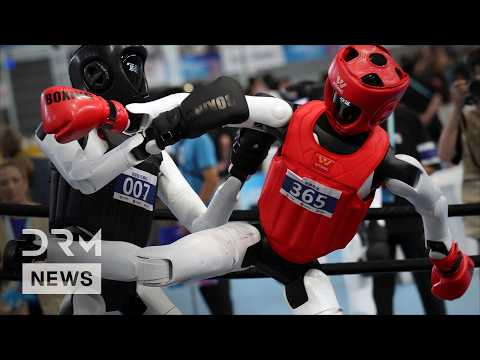Robot Fight Night! Humanoid Robots Trade Punches in Futuristic Beijing Kickboxing Match | AI1G