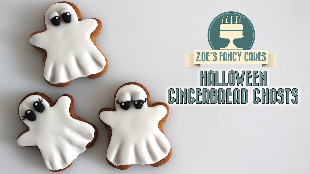 Halloween gingerbread ghosts using fondant - YouTube