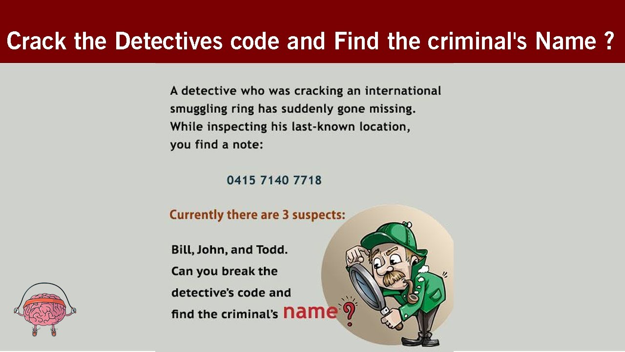 Crack the Detectives code and Find the criminal's Name ? - YouTube