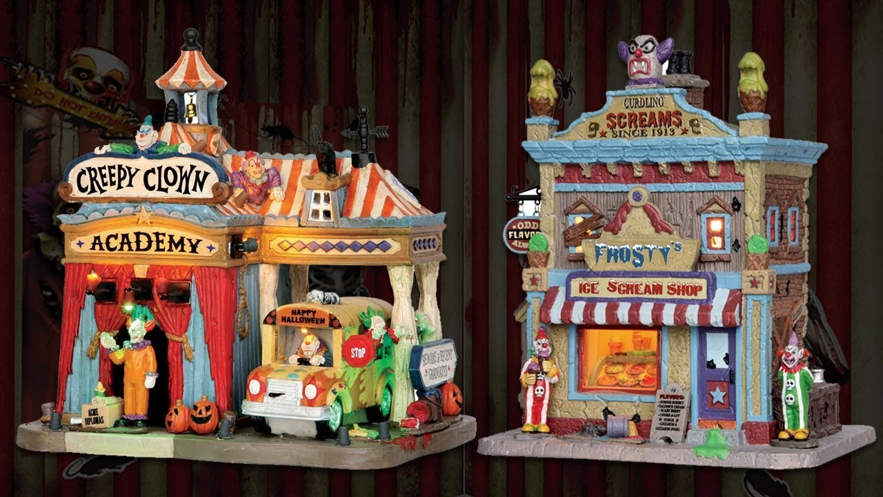 "Creepy Clown Academy" and "Frosty's Ice Scream Shop" - Lemax Spooky ...