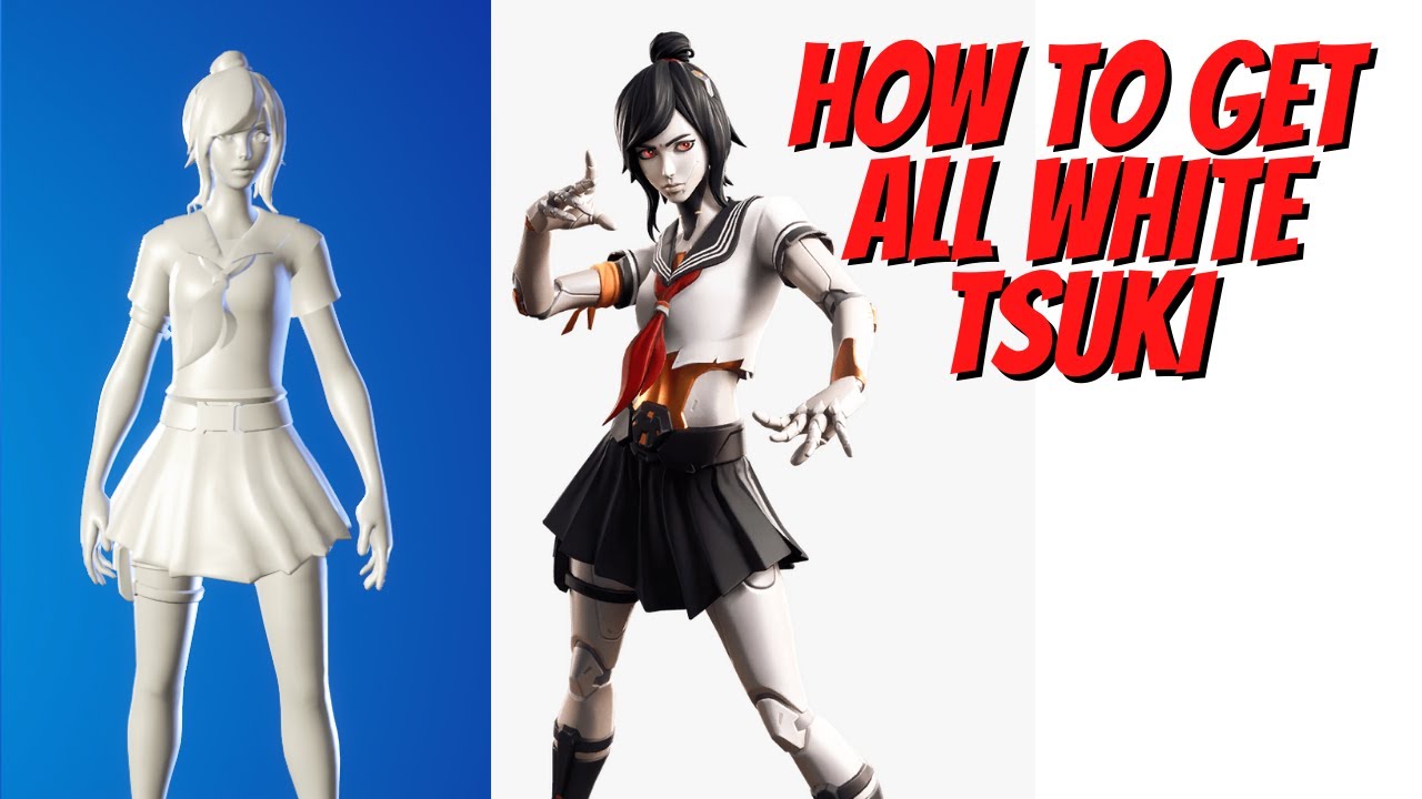 Human Tsuki All White Secondary Skin Review Fortnite glitch (how to get ...