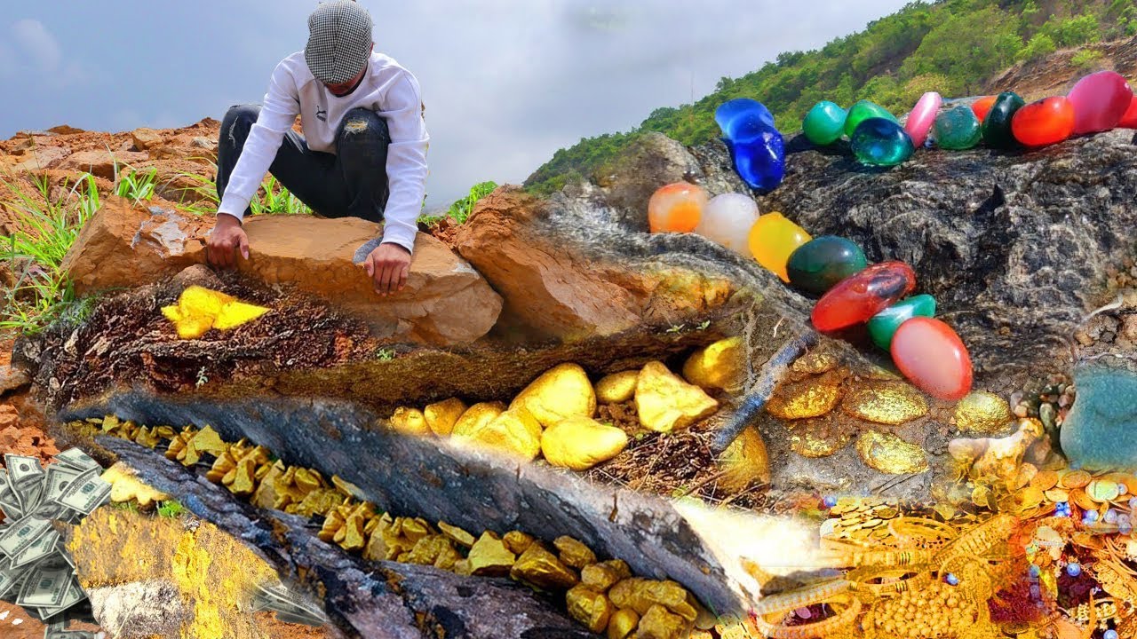 wow wow great discovery! A gold miner finds a lot of gold under - YouTube