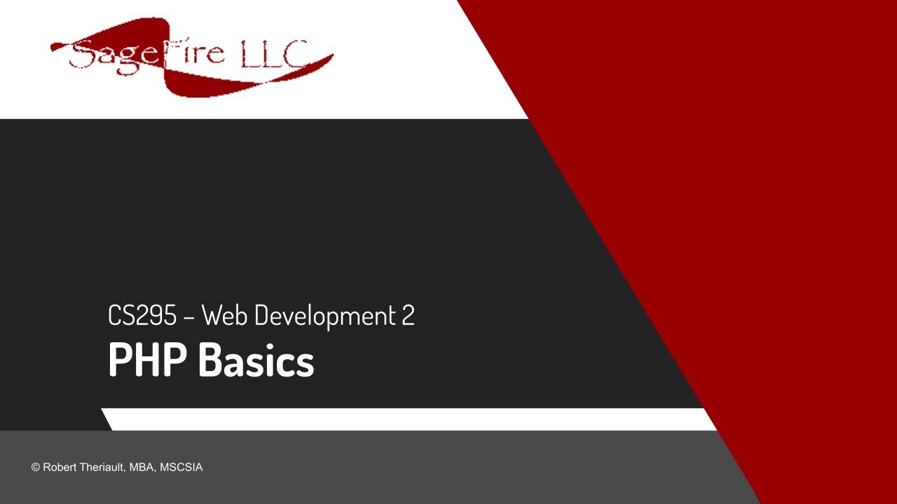 CS295 - Wk3 - PHP Basics - YouTube