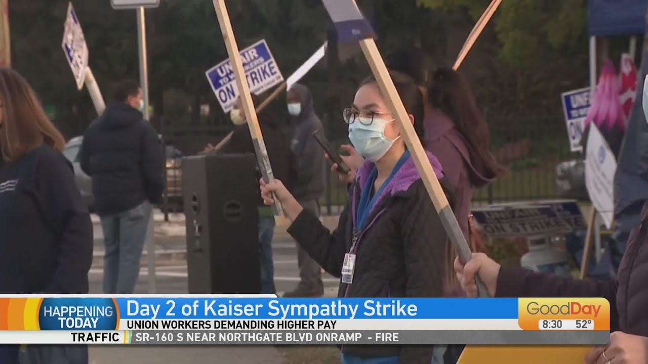 Kaiser Sympathy Strike Enters Second Day - YouTube