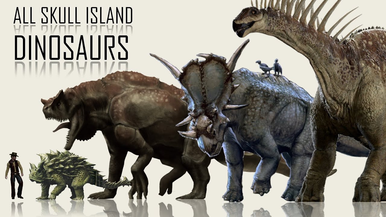 25 Skull Island Dinosaurs Size Comparison | World of Kong - YouTube