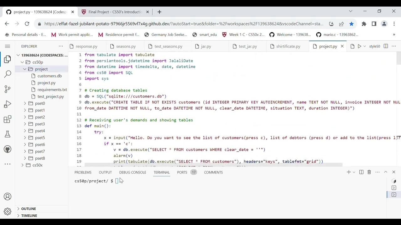 CS50p final project 2023 tabs.py - YouTube