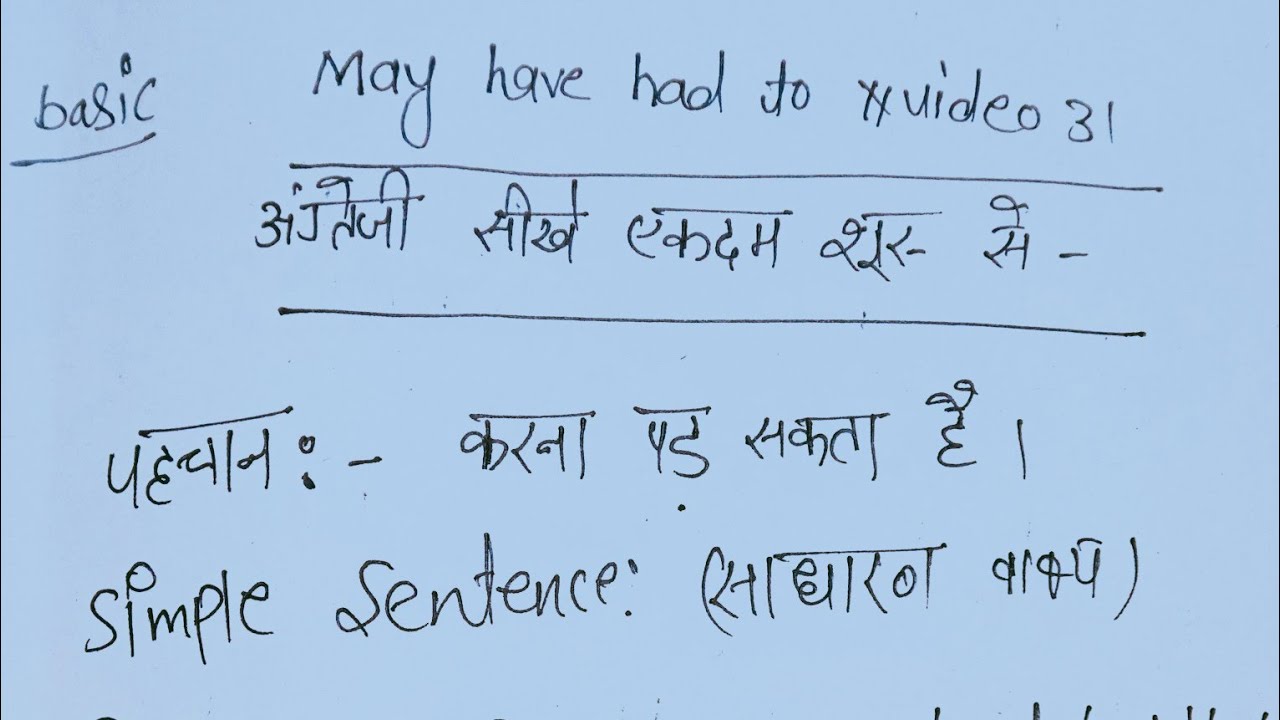 Use of May have had to | English grammar basic | grammar model verb ...