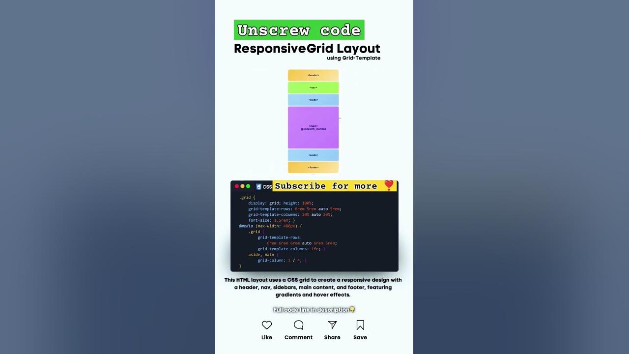 Responsive CSS Grid Layout in 60 Seconds.#shorts #webdesign #trending ... Responsive CSS Grid Layout in 60 Seconds.#shorts #webdesign #trending ...
